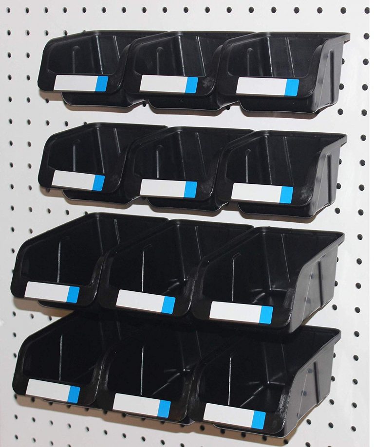 12-Pack of Large & Medium Plastic Pegboard Organization Bins